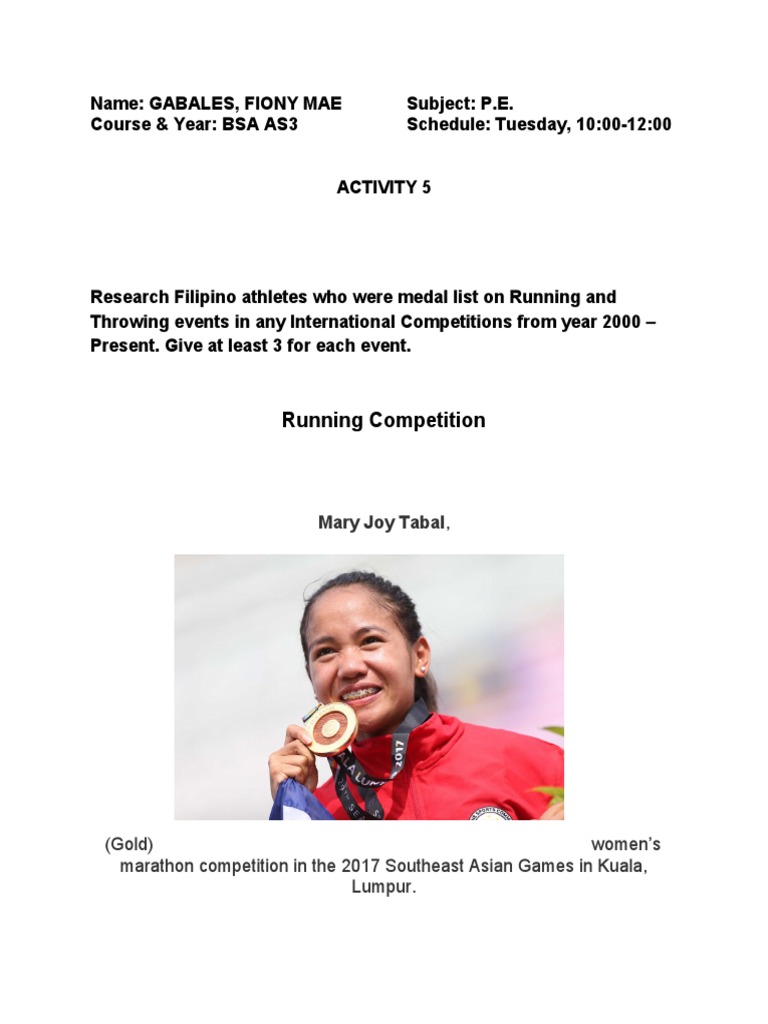 P.E Activity 5 Fiony Mae Gabales | PDF