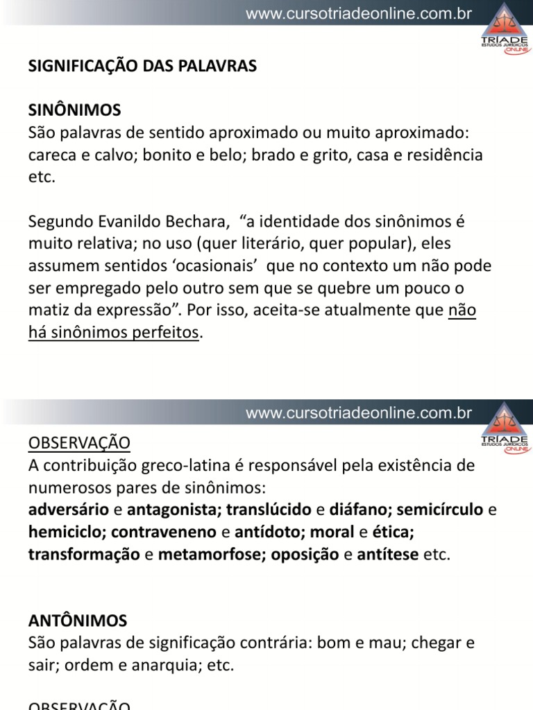 Significação Das Palavras | PDF | Linguística | Semântica
