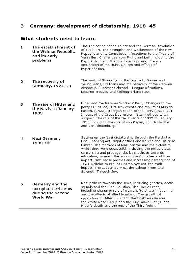 History IGCSE 2017 Specification | PDF | Weimar Republic | Mao Zedong