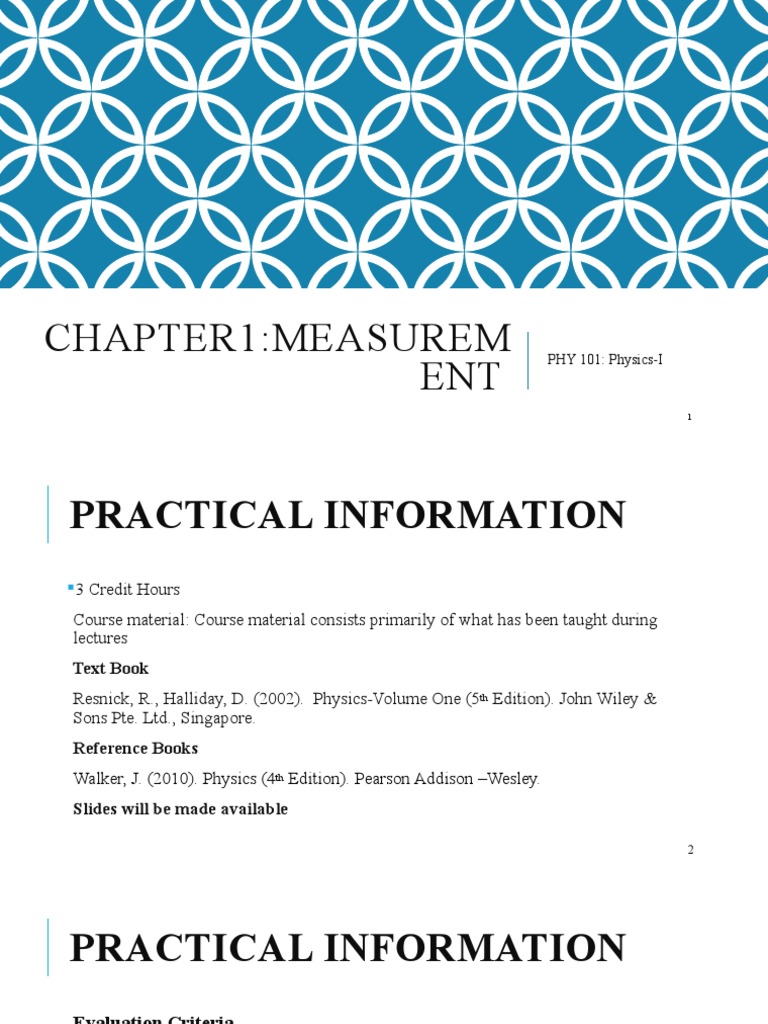 Chapter1:Measurem ENT: PHY 101: Physics-I | PDF | Significant Figures ...