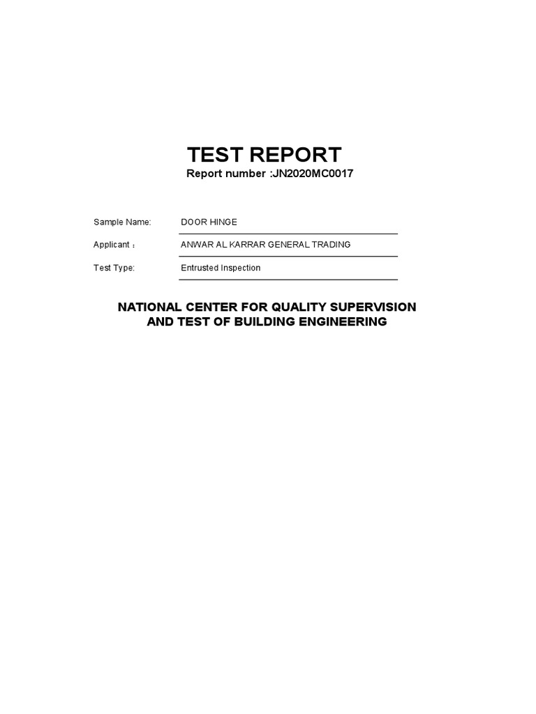Hinge Test Report | PDF | Window | Force