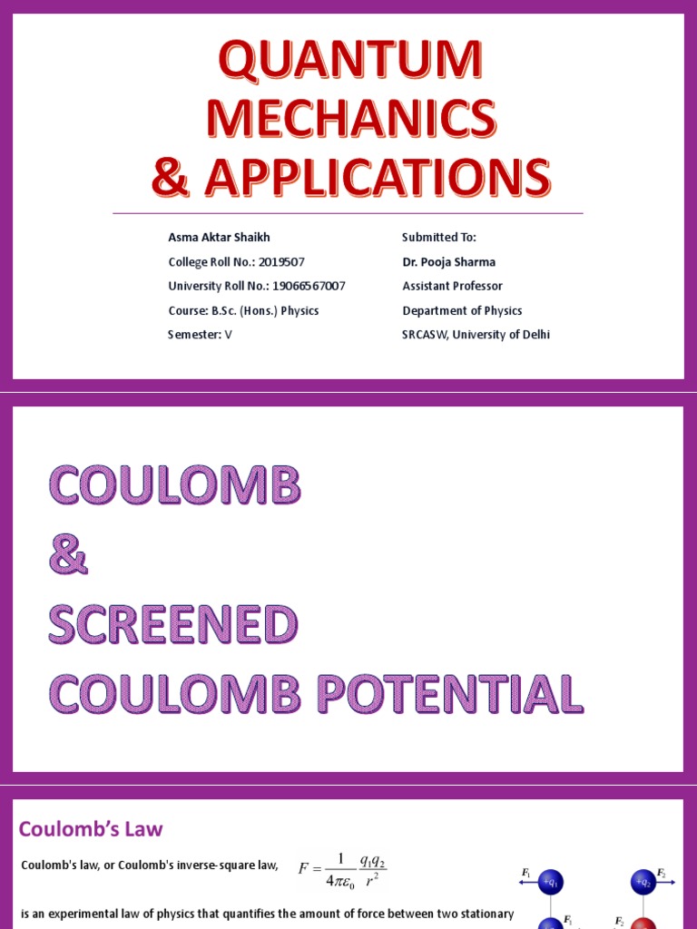 Coulomb and Screened Coulomb Potentials | PDF | Force | Quantity