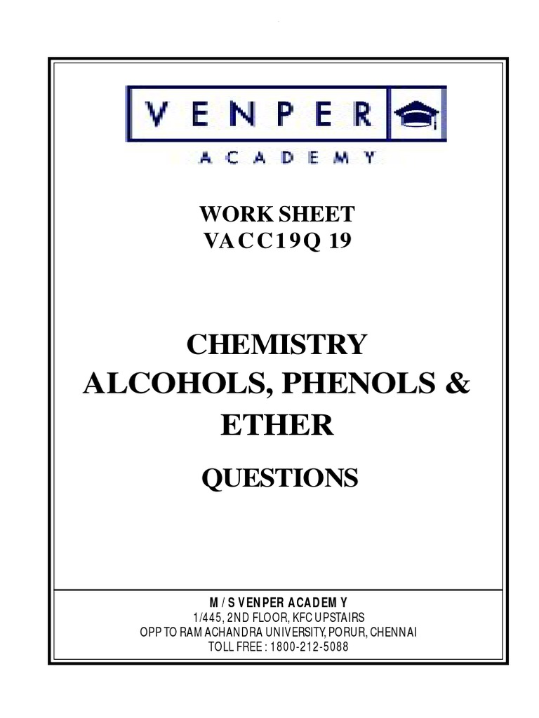 Alcohols, Phenols & Ether - Questions | PDF | Alcohol | Methyl Group