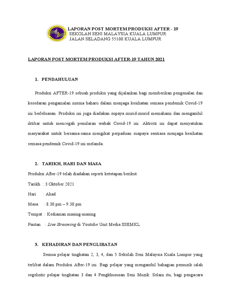 LAPORAN POST MORTEM PRODUKSI AFTER-19 (Najwa) | PDF