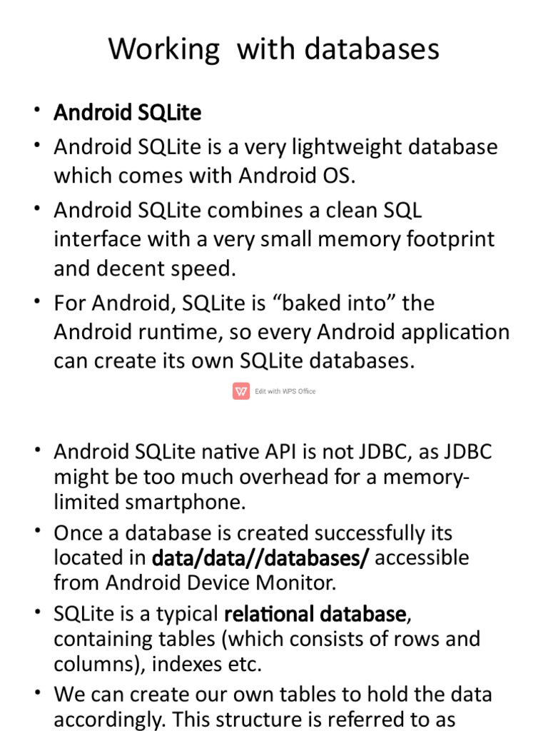 Android SQLite Database Management Guide | PDF | Databases | Computer ...