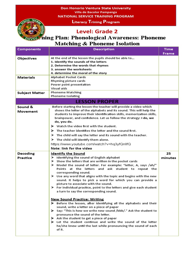 Literacy Lesson-Plan - NSTP | PDF | Word | Reading Comprehension
