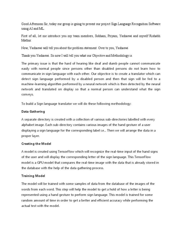 Speech | PDF | Sign Language | Machine Learning