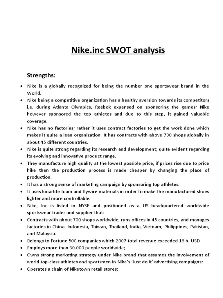 Nike SWOT Analysis | Business
