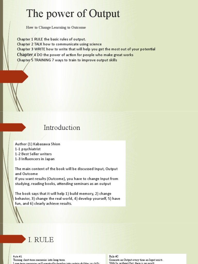 The Power of Output - Book Review | PDF | Memory | Books