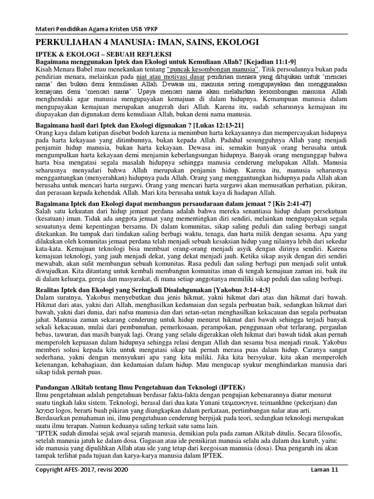 04 Materi Temu 4 Manusia Iman Sains Ekologi | PDF