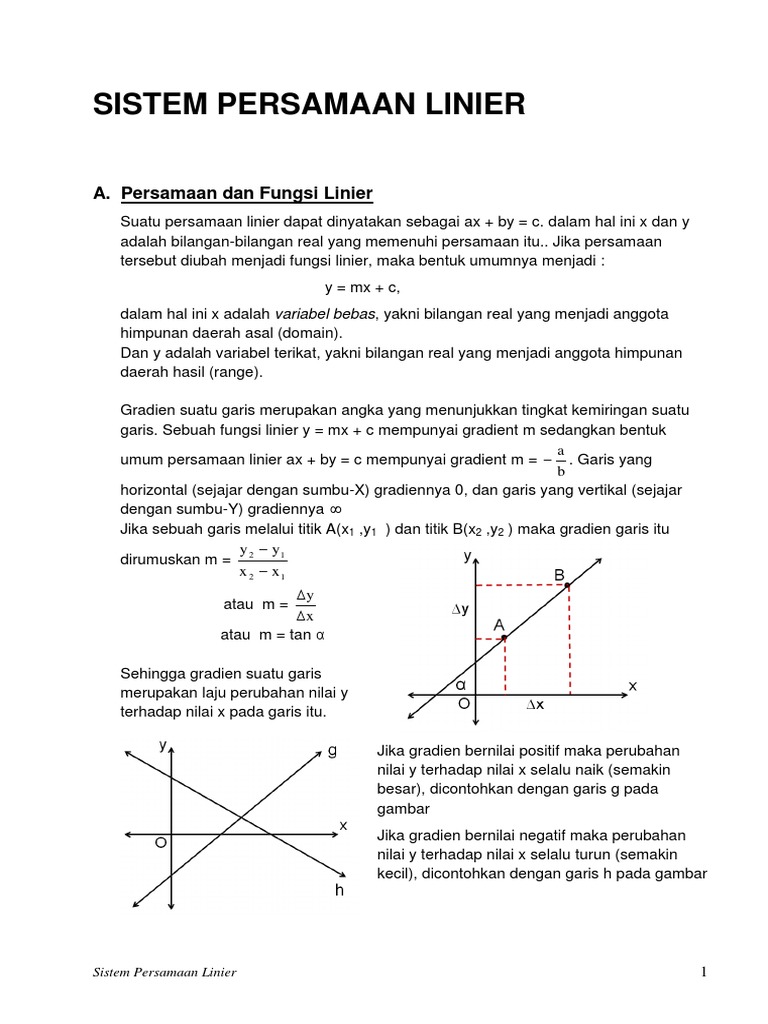 Sistem Persamaan Linier: Konsep dan Contoh | PDF