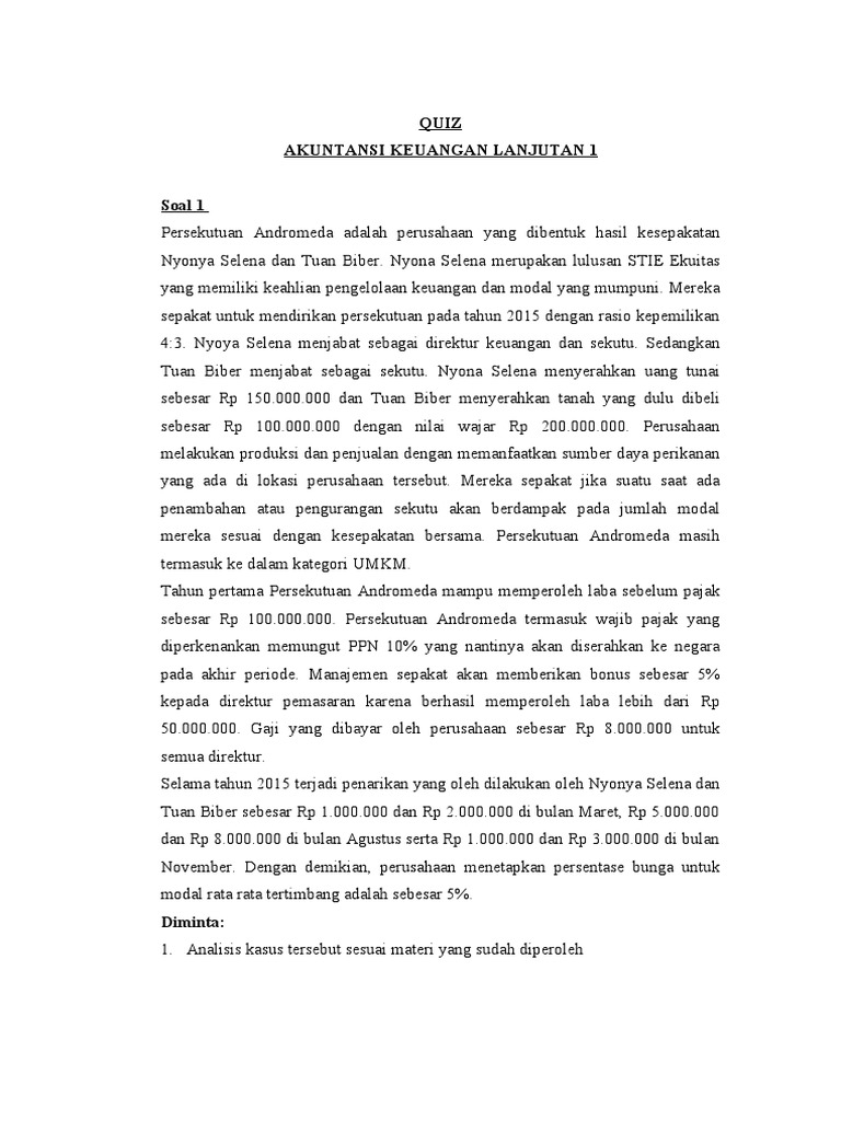 Quiz Akl 1 Uts 2021 2022 | PDF