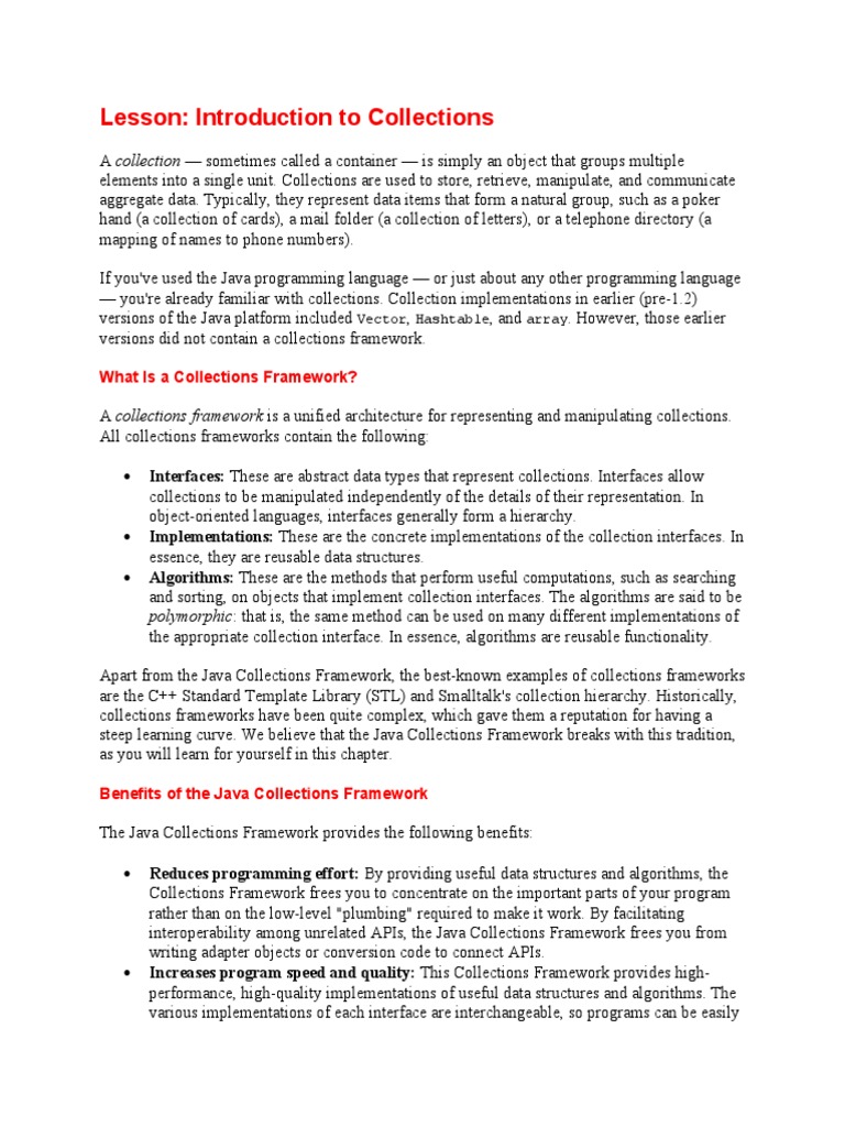 Lesson: Introduction To Collections: What Is A Collections Framework ...