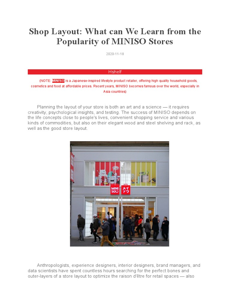 Shop Layout Miniso | PDF | Retail | Brand