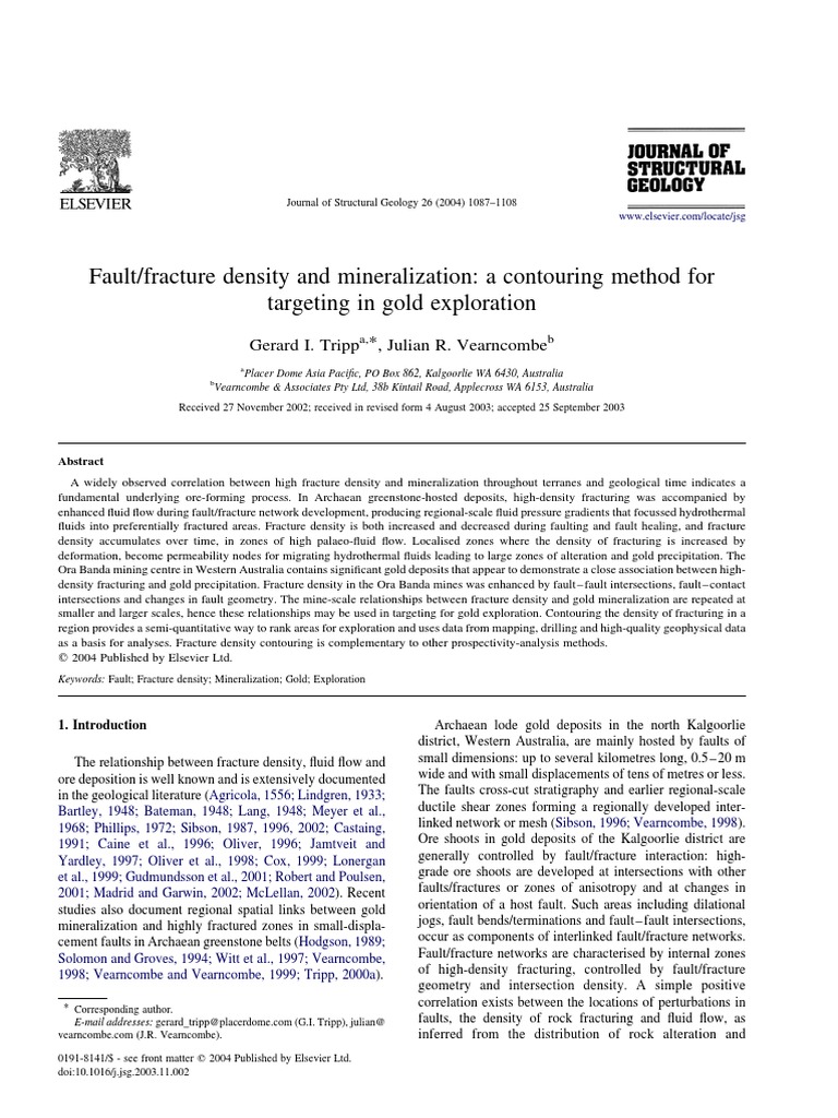 Fault Fracture Density and Mineralization | PDF | Fault (Geology ...
