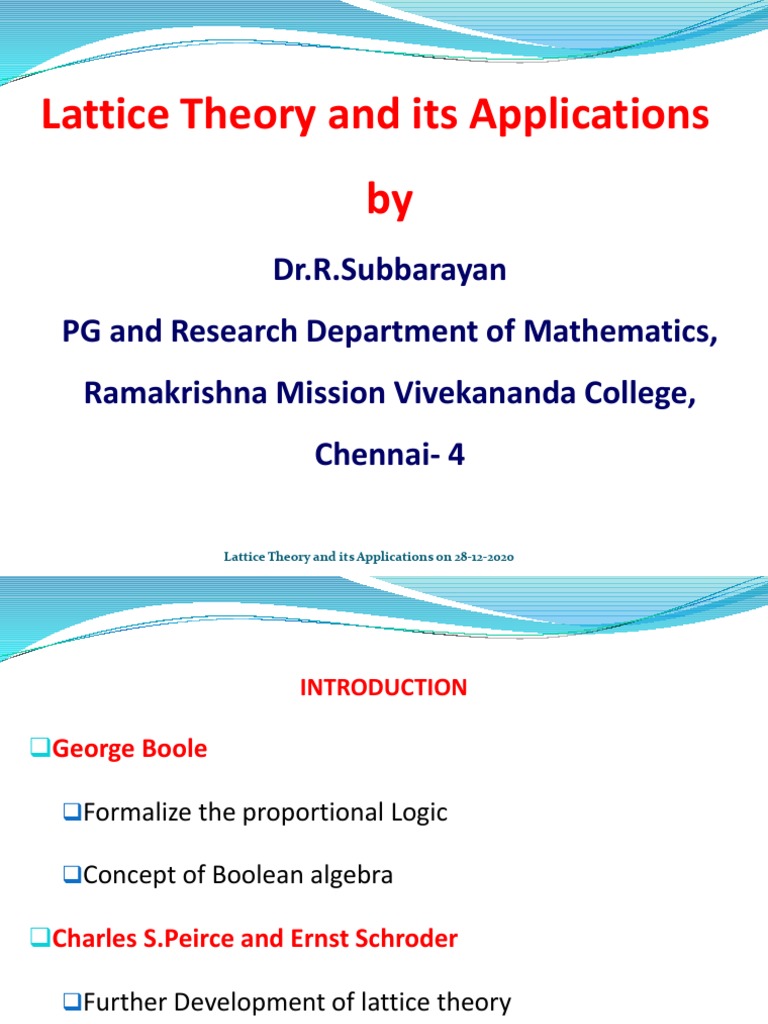 Lattice Theory And Its Applications By Pdf Boolean Algebra