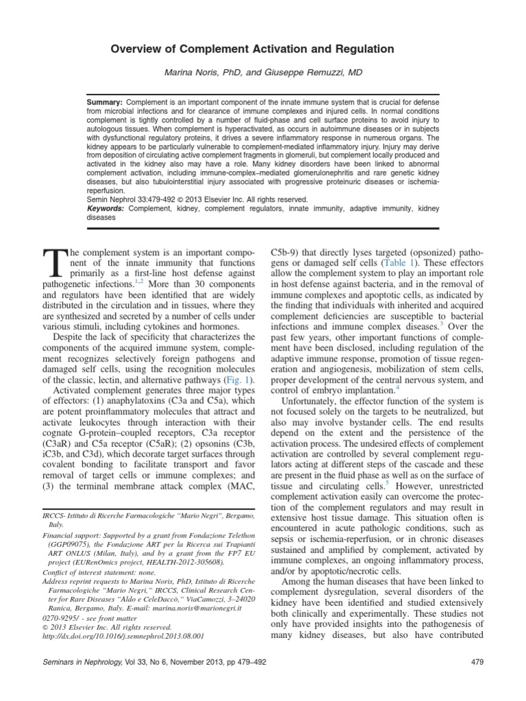 Overview of Complement Activation and Regulation | PDF | Complement System | Immune System