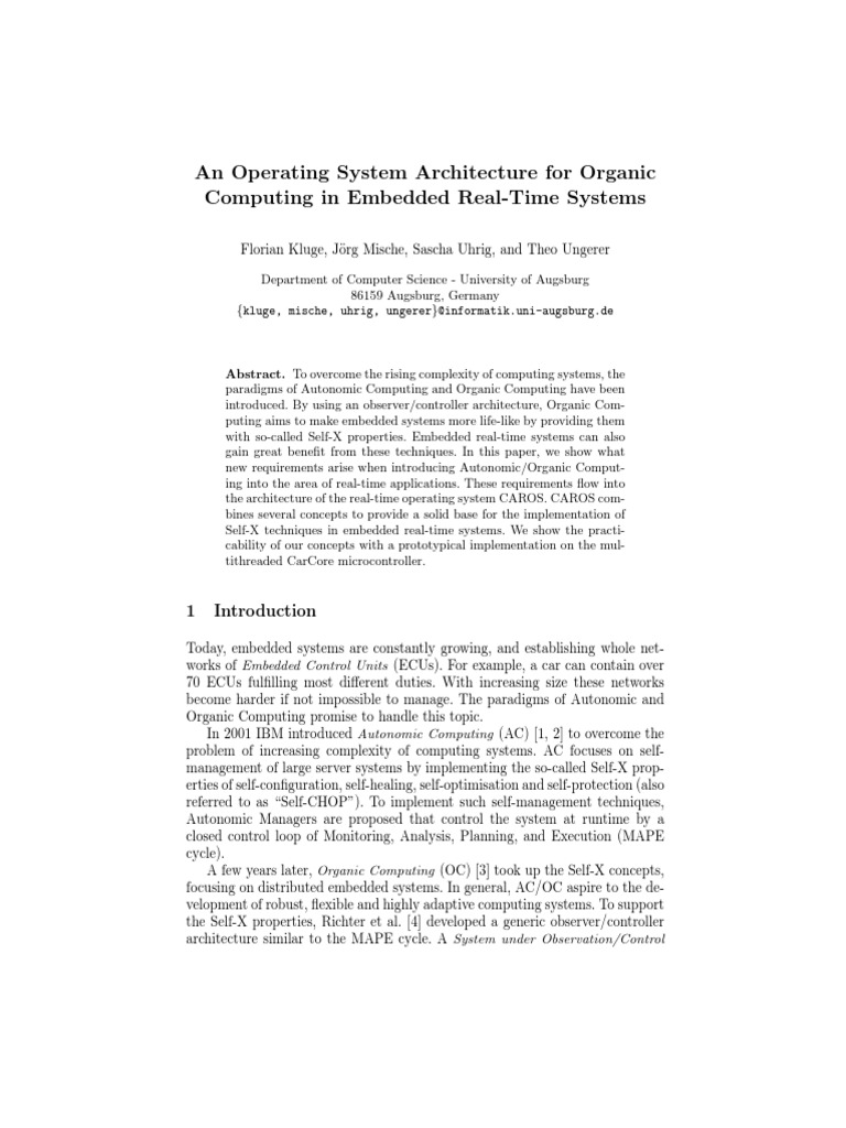 An Operating System Architecture For Organic Computing | PDF | Kernel ...