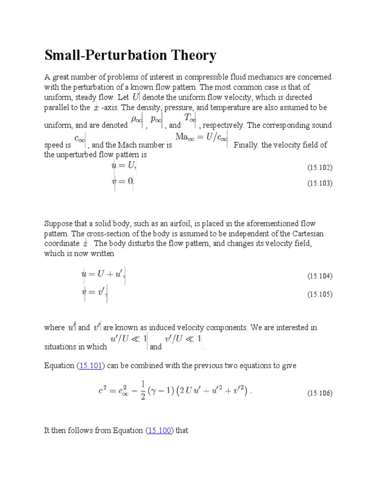 Small Pertubation Theory | PDF | Fluid Dynamics | Equations