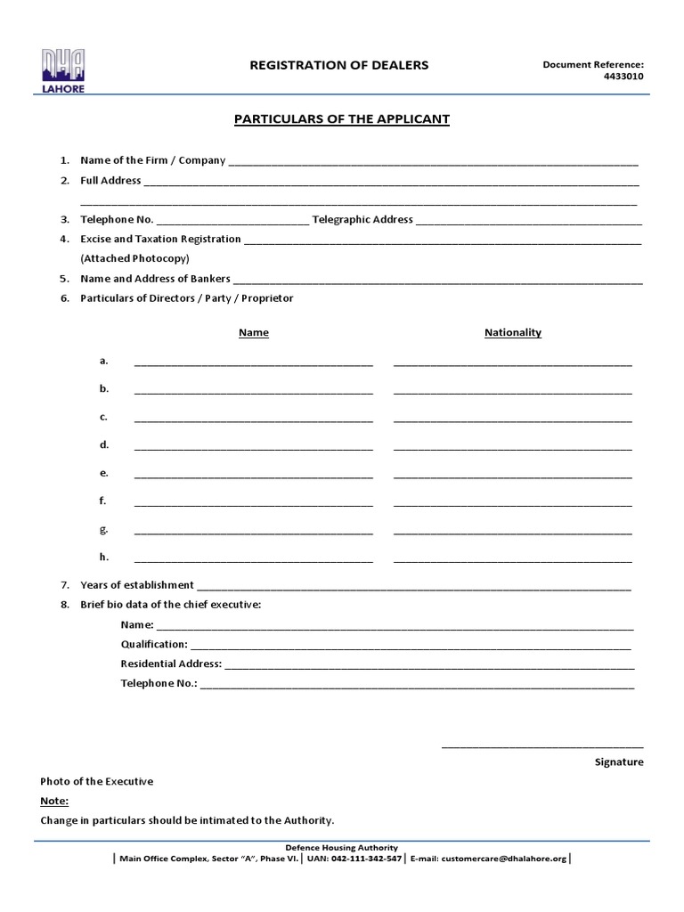 DHA Dealer Registration Requirements | PDF