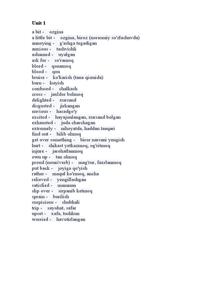 Pre-Intermediate Wordlist | PDF