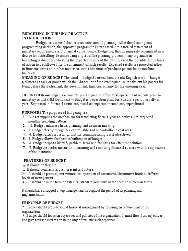 Preparation of Budget Estimate, Revised Estimate and Performance Budge ...