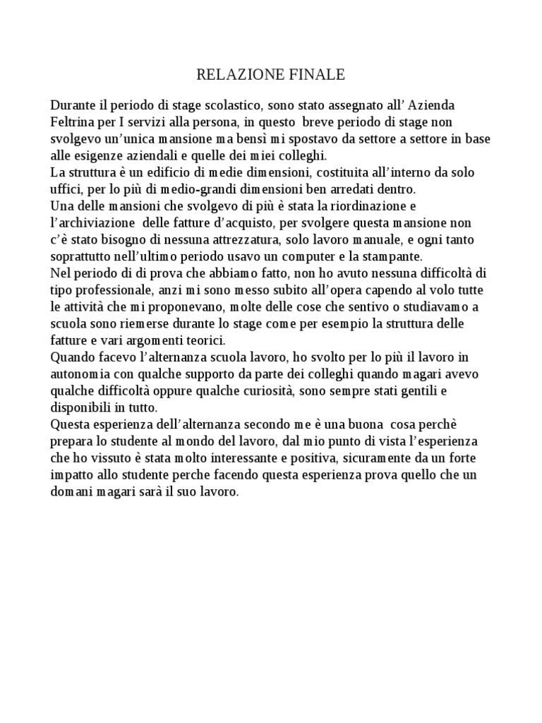 Relazione Fine Anno | PDF