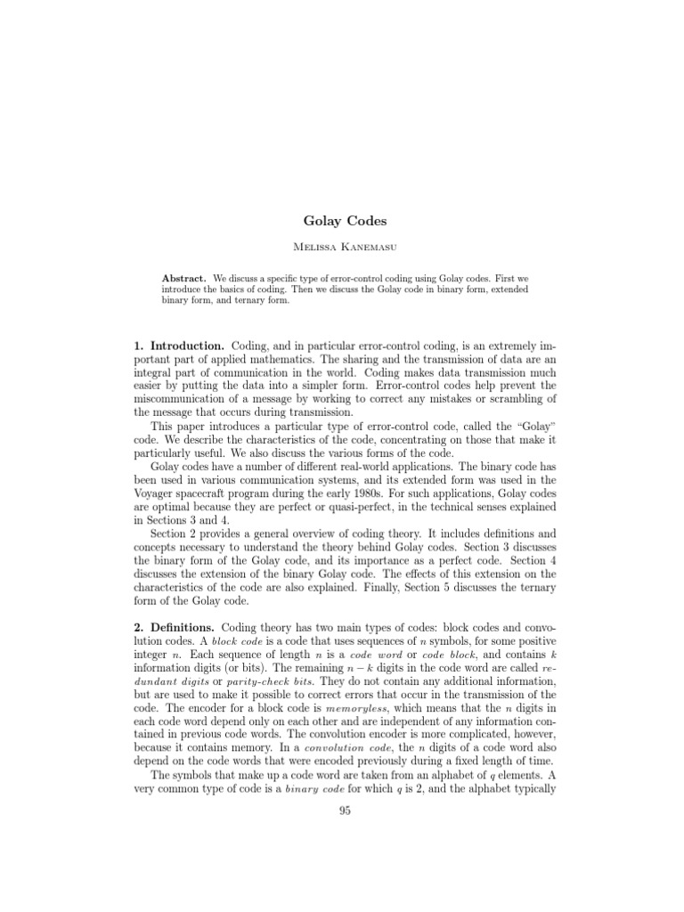 Golay Code | PDF | Applied Mathematics | Algebra