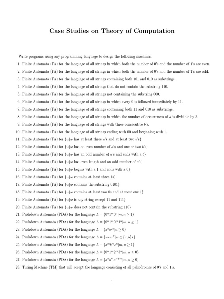 Case Studies On Theory of Computation | PDF | String (Computer Science ...