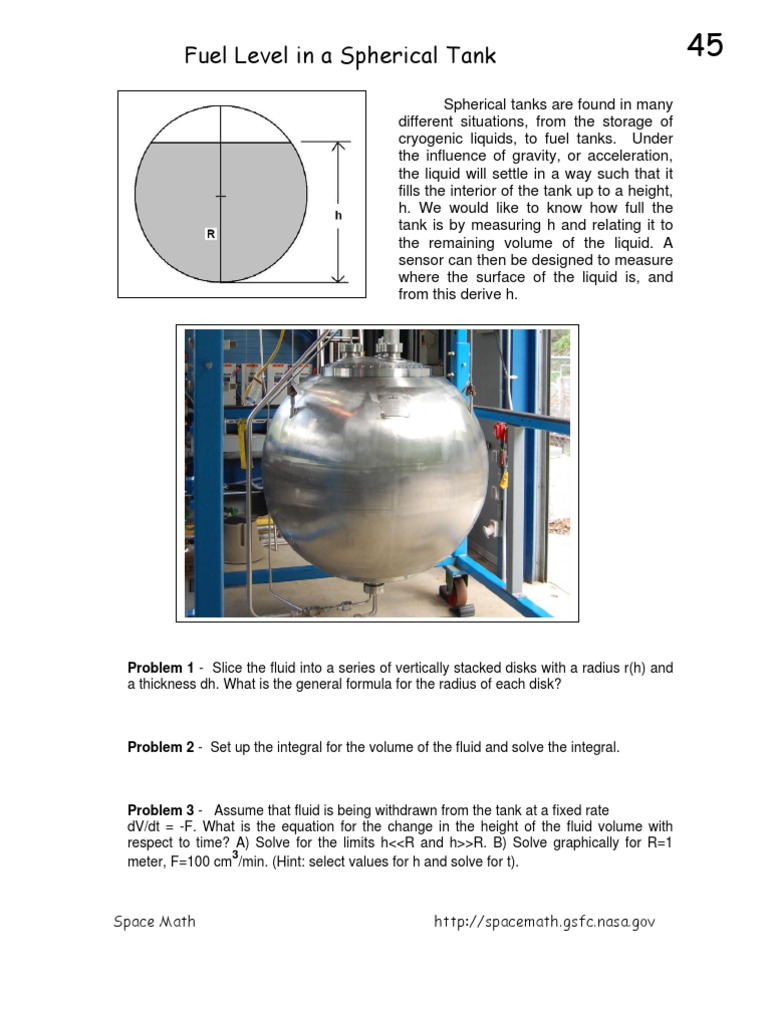 Spherical Tank Volume Calculation | PDF | Volume | Sphere