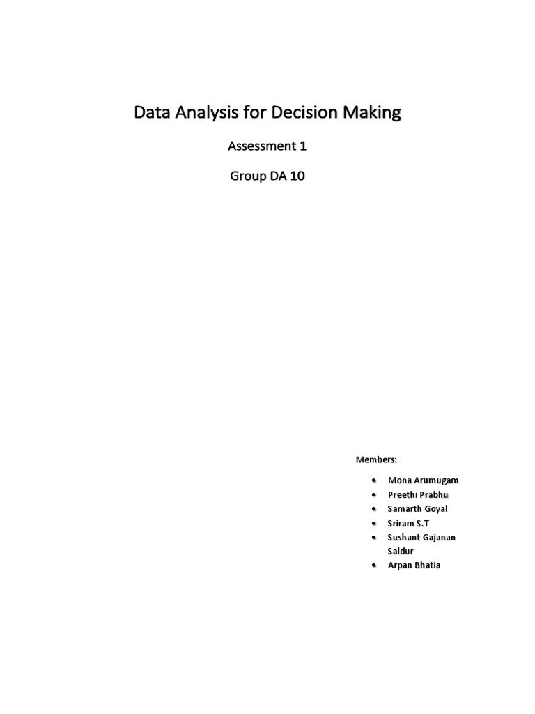 DADM Assignment 1 - DA10 | PDF | Health Sciences