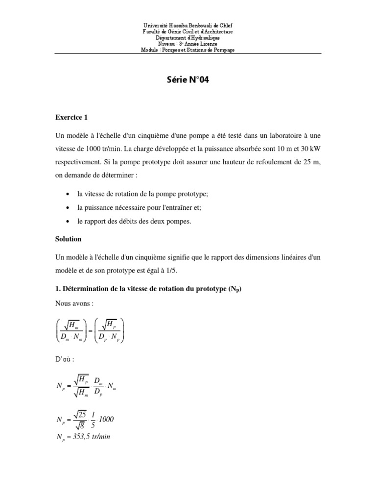Série 4 Avec Solution | PDF | Pompe | Dynamique des fluides