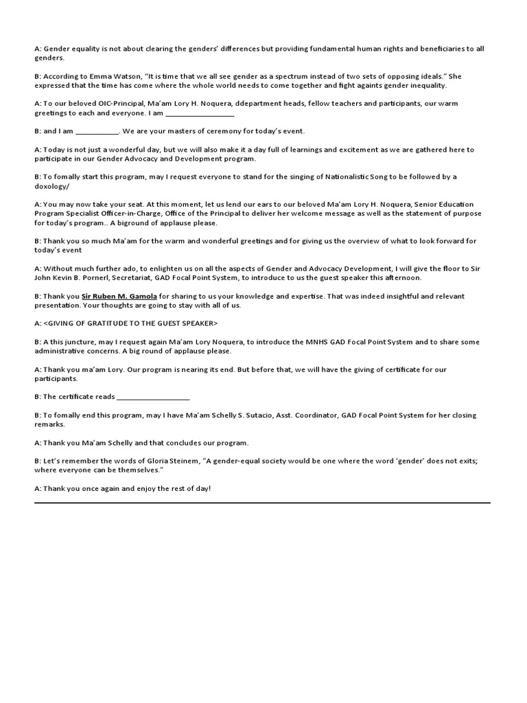 GAD Script | PDF | Gender | Gender Studies