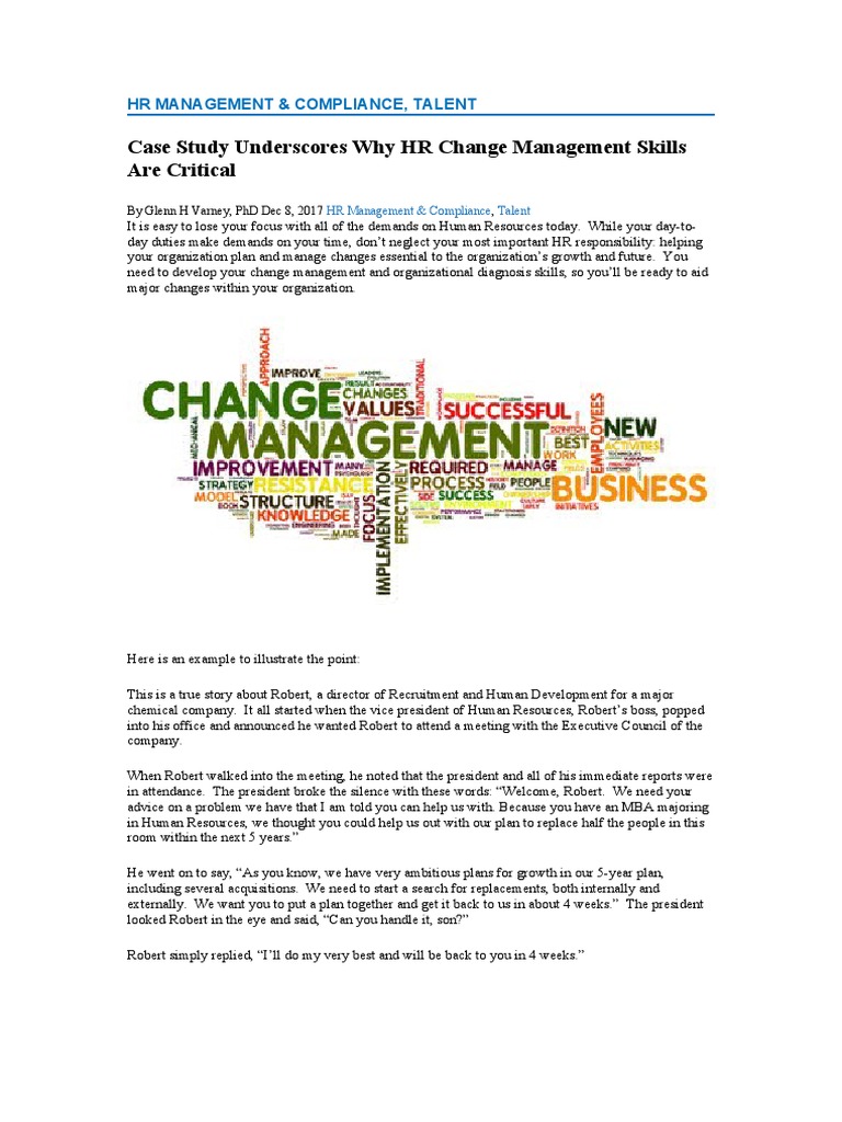 Case Study Underscores Why HR Change Management Skills Are Critical ...