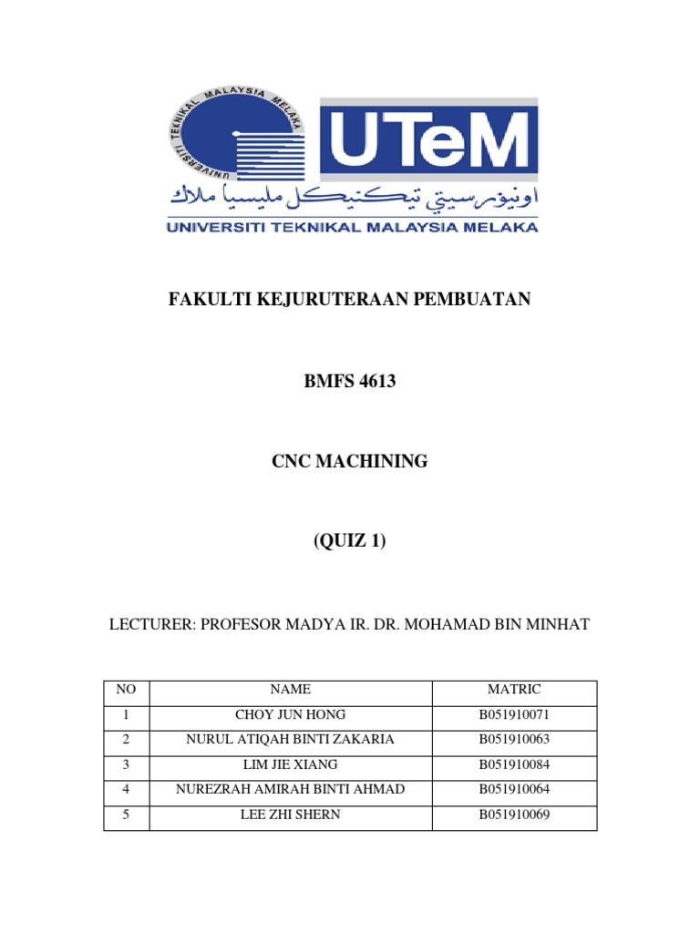 CNC Quiz 1 (Compile) | PDF | Machining | Numerical Control