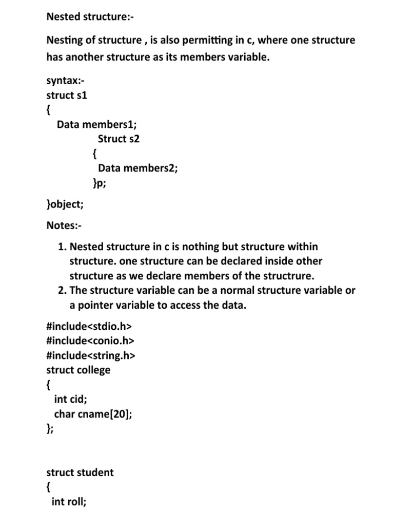 Nested Structure | PDF | Pointer (Computer Programming) | Programming Paradigms