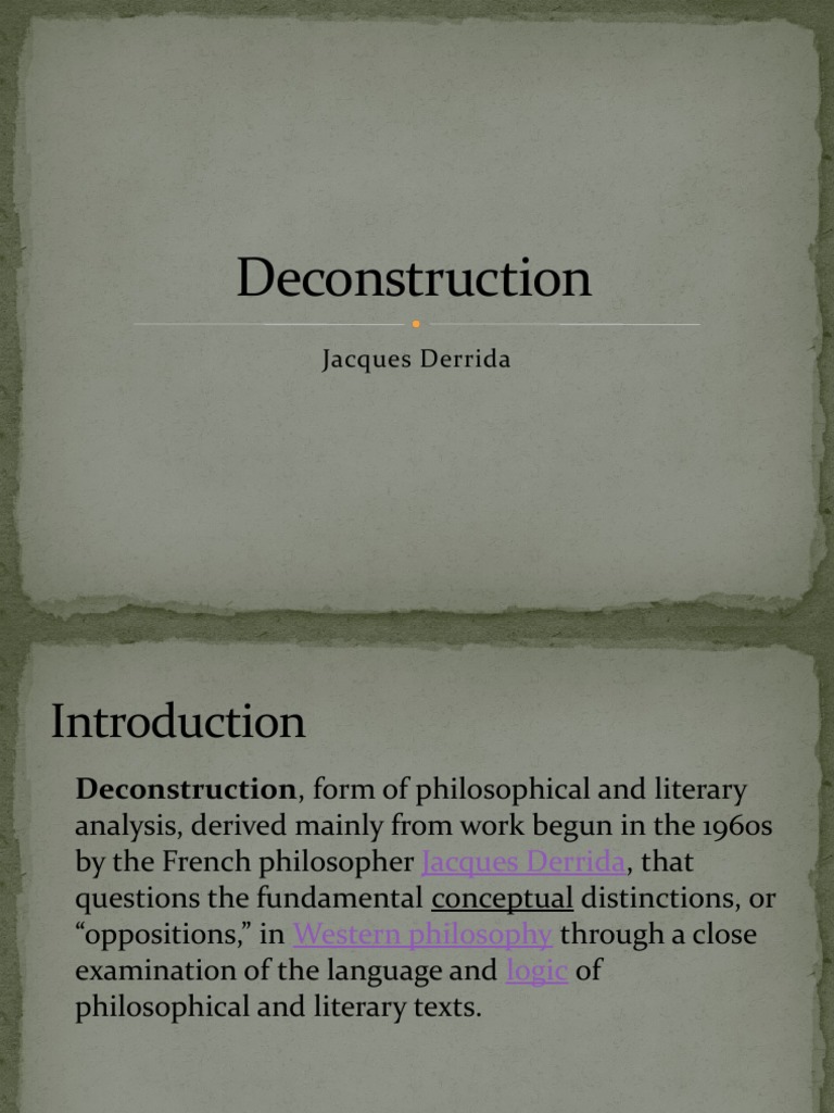Deconstruction and Derrida's Challenge to Binary Oppositions | PDF ...
