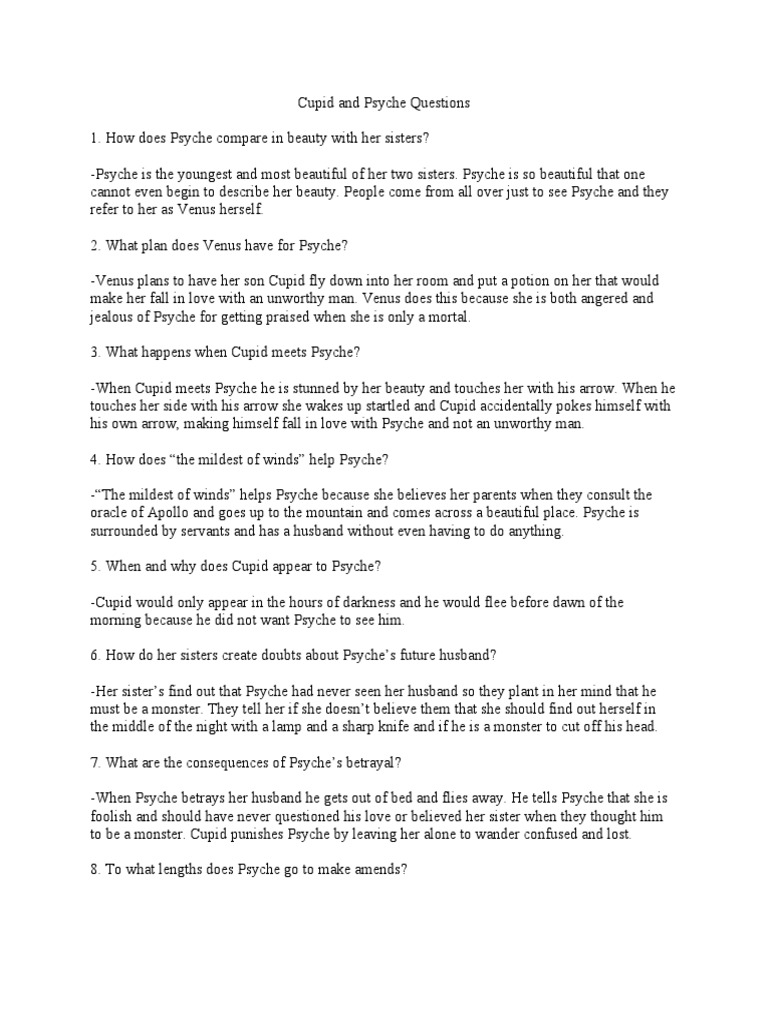 Cupidand Psyche Questions | PDF | Cupid