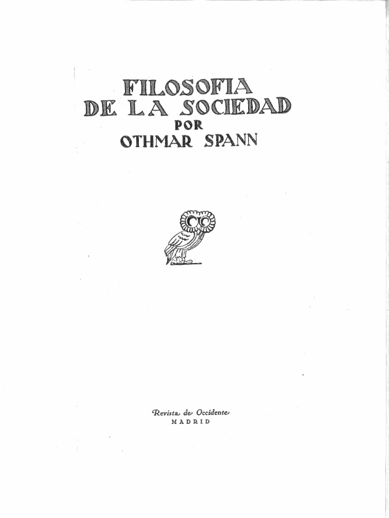 Filosofía de La Sociedad - Othmar Spann | PDF