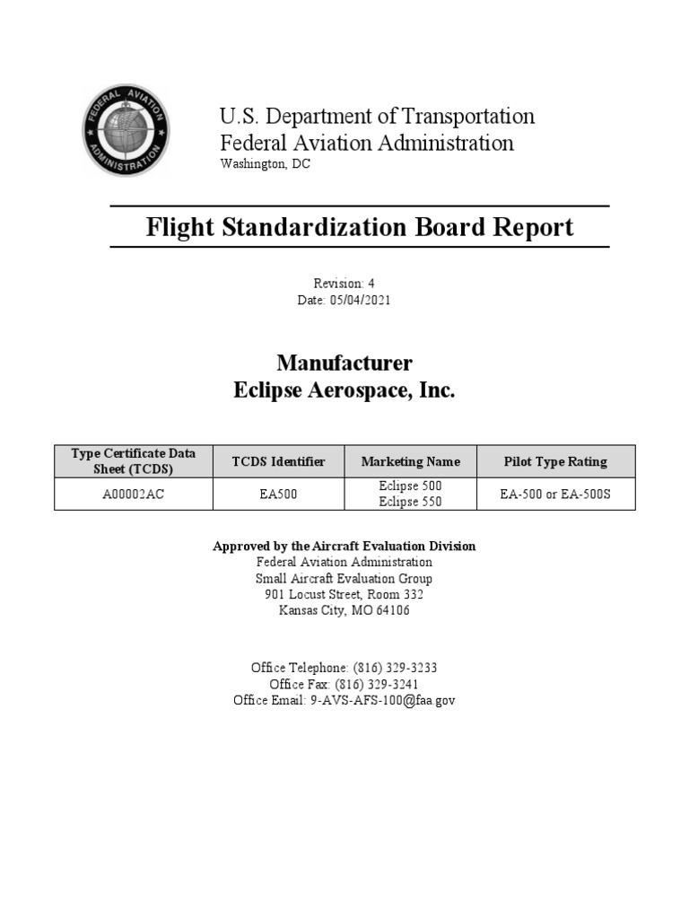 Eclipse EA500 Flight Standardization Board Report | PDF | Transport ...
