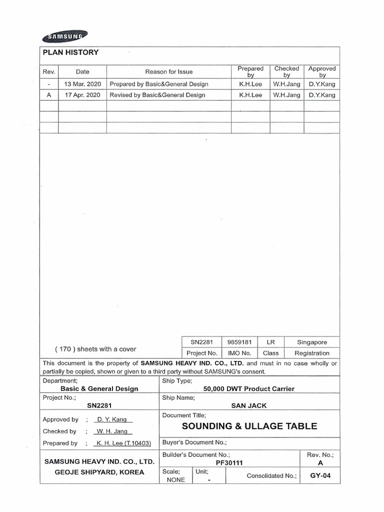 Gy-04 Sounding & Ullage Table | PDF | Volume | Liquids