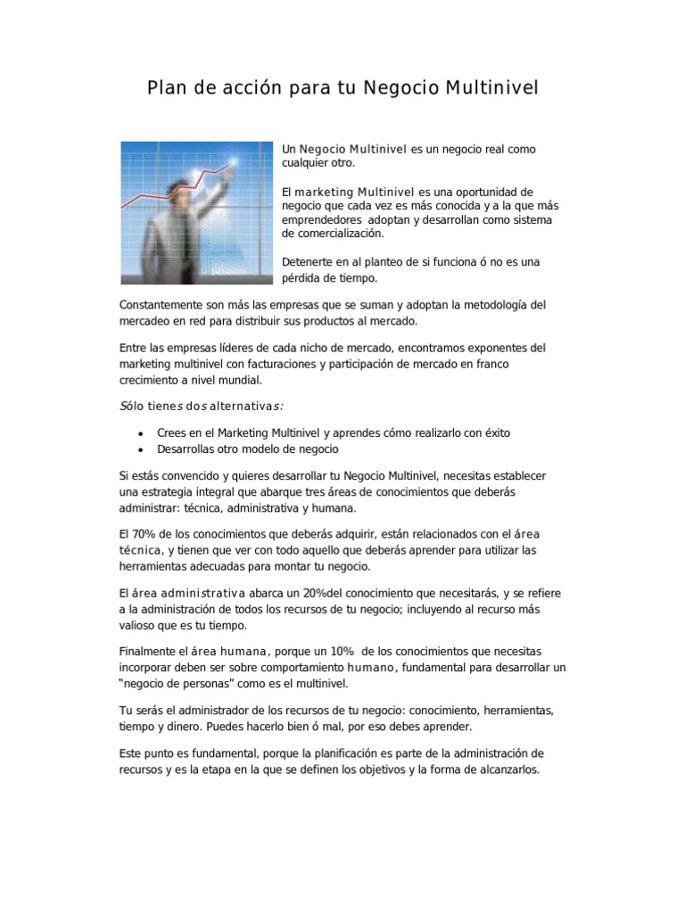 Plan de Accion para Tu Negocio Multinivel | PDF | Comercialización de ...