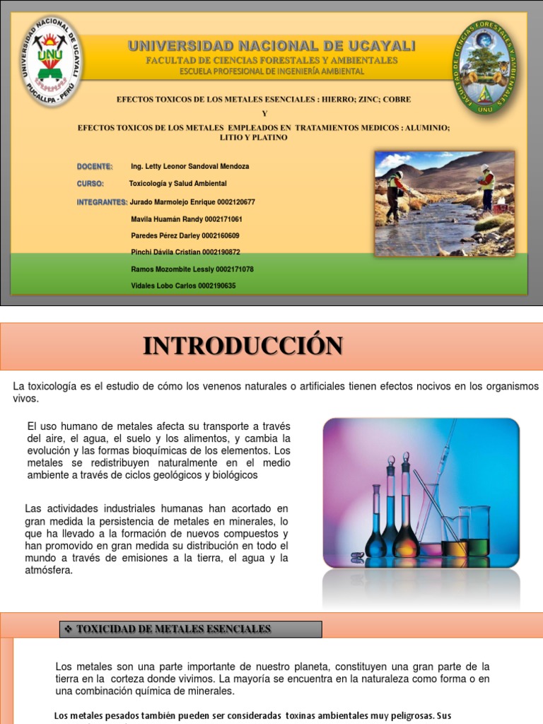 Efectos Toxicos de Los Metales Esenciales y Metales Utilizados en ...