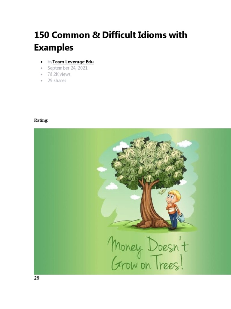 150 Common Idioms with Examples and Meanings | PDF | Idiom