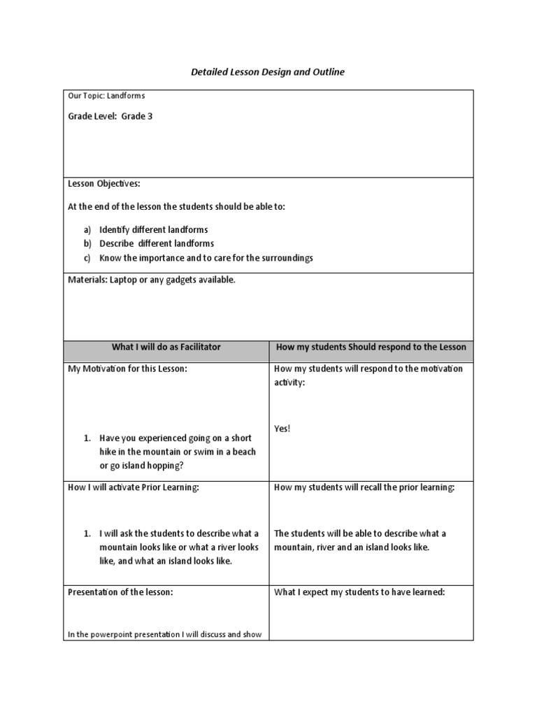 Lesson Plan - Landforms | PDF