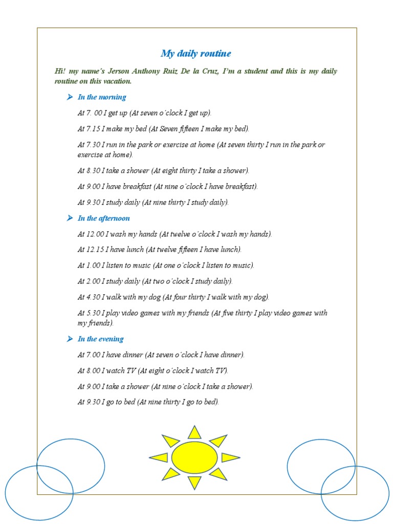 My Daily Routine | PDF