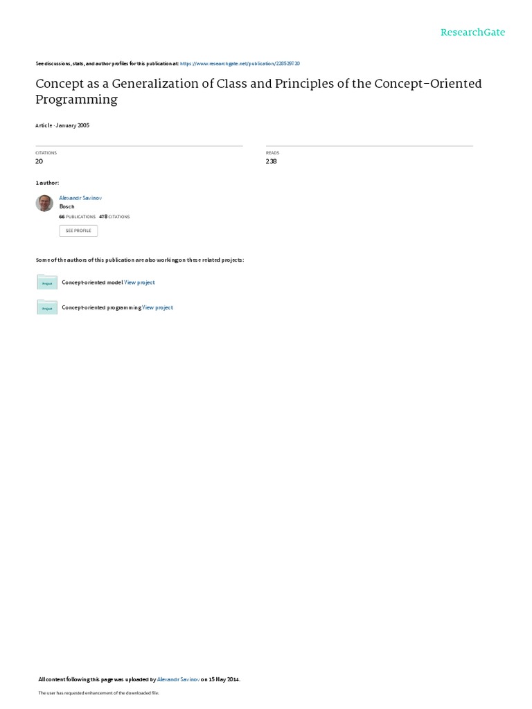 Concept As A Generalization of Class and Principles of The Concept ...