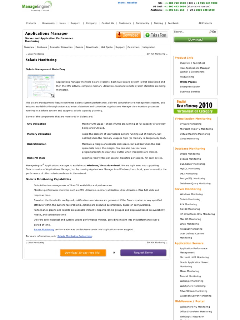 Solaris Monitoring, CPU Utilization, Memory Utilization | Download Free ...