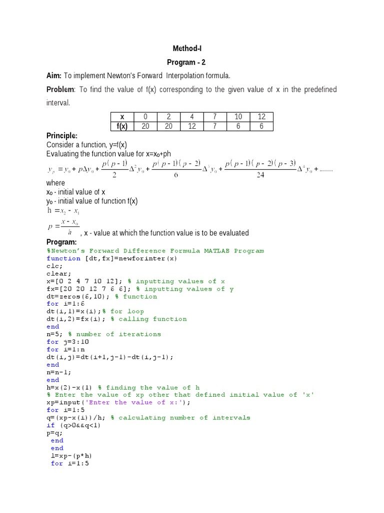 Newton's Forward Interpolation Formula | PDF | Function (Mathematics) | Computer Programming