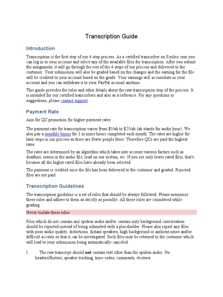Scribie Transcription Guidelines and Rates | PDF | Bracket | Keyboard ...